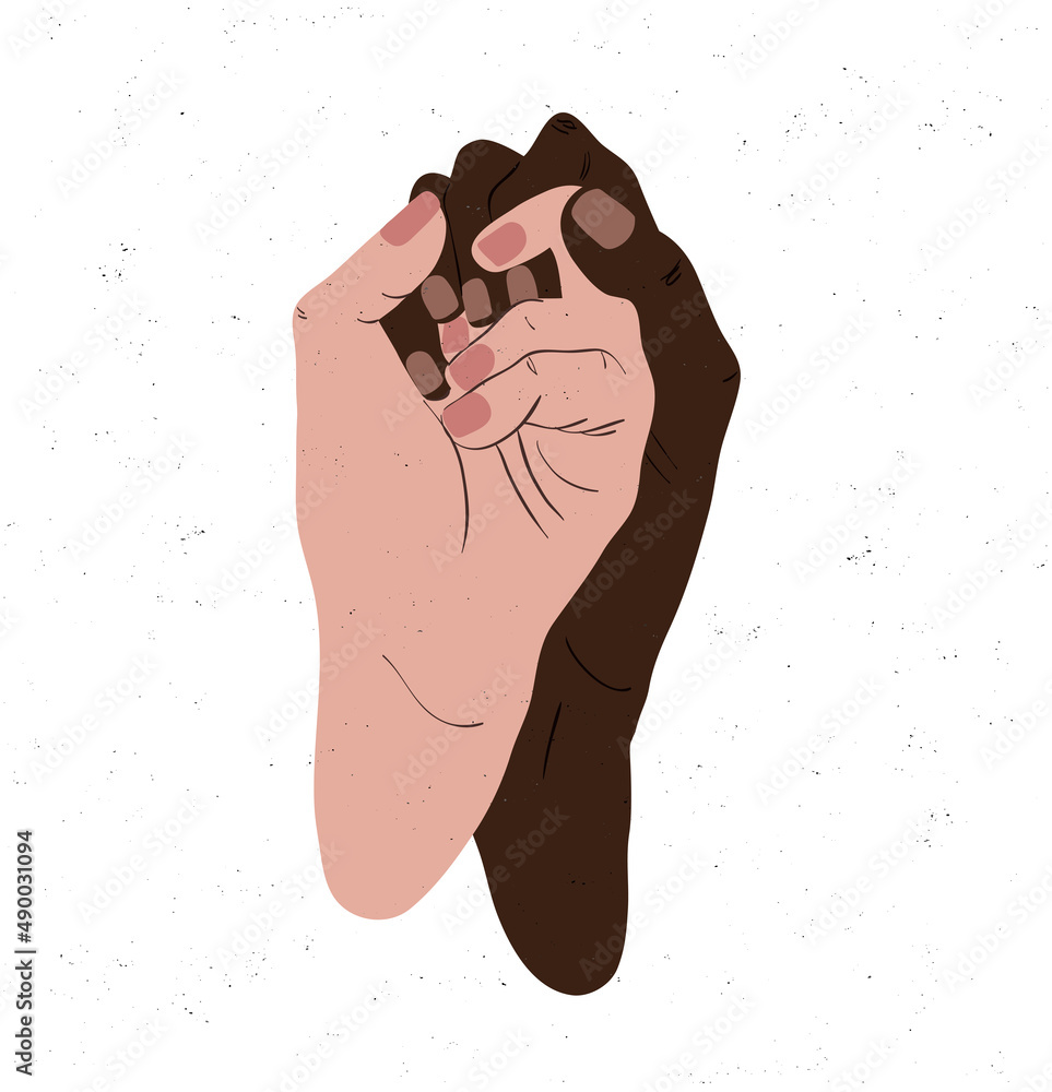 Póster Ilustración de manos entrelazadas vectorizadas – Cuadro para ...