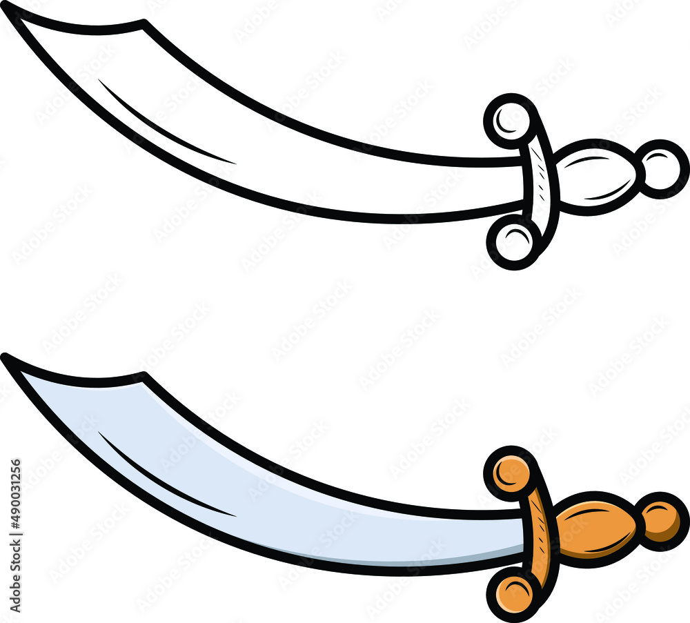 Fantasy warrior sword isolated on white in monochrome retro style ...