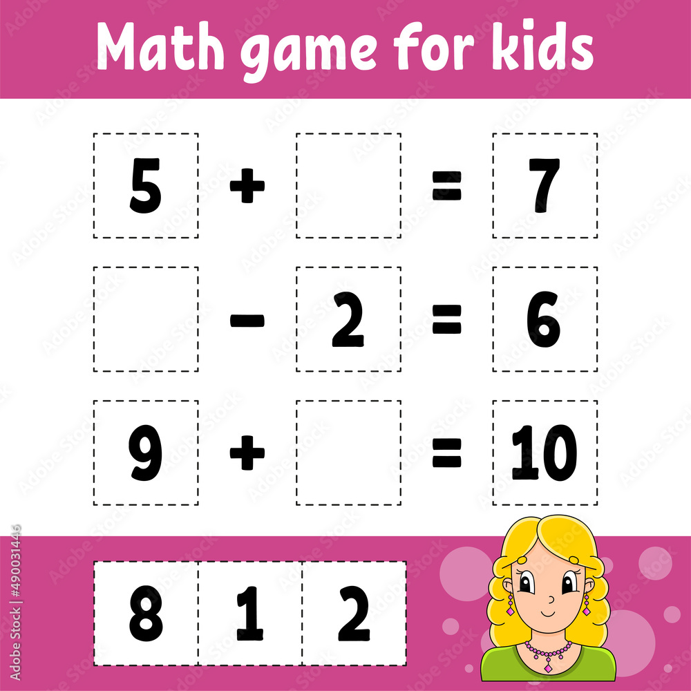 Math game for kids. Education developing worksheet. Activity page with ...