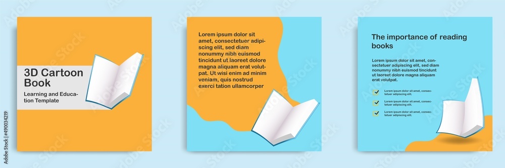 3D cartoon style. Social media informative education and study tips ...