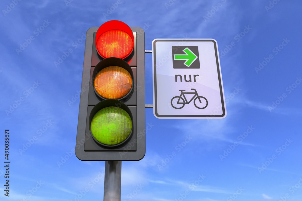 3d Illustration - Verkehrsampel - Ampel - Rot - grüner Pfeil für ...