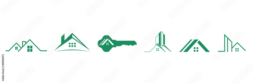 real estate logo, icon set vector illustration Stock Vector | Adobe Stock
