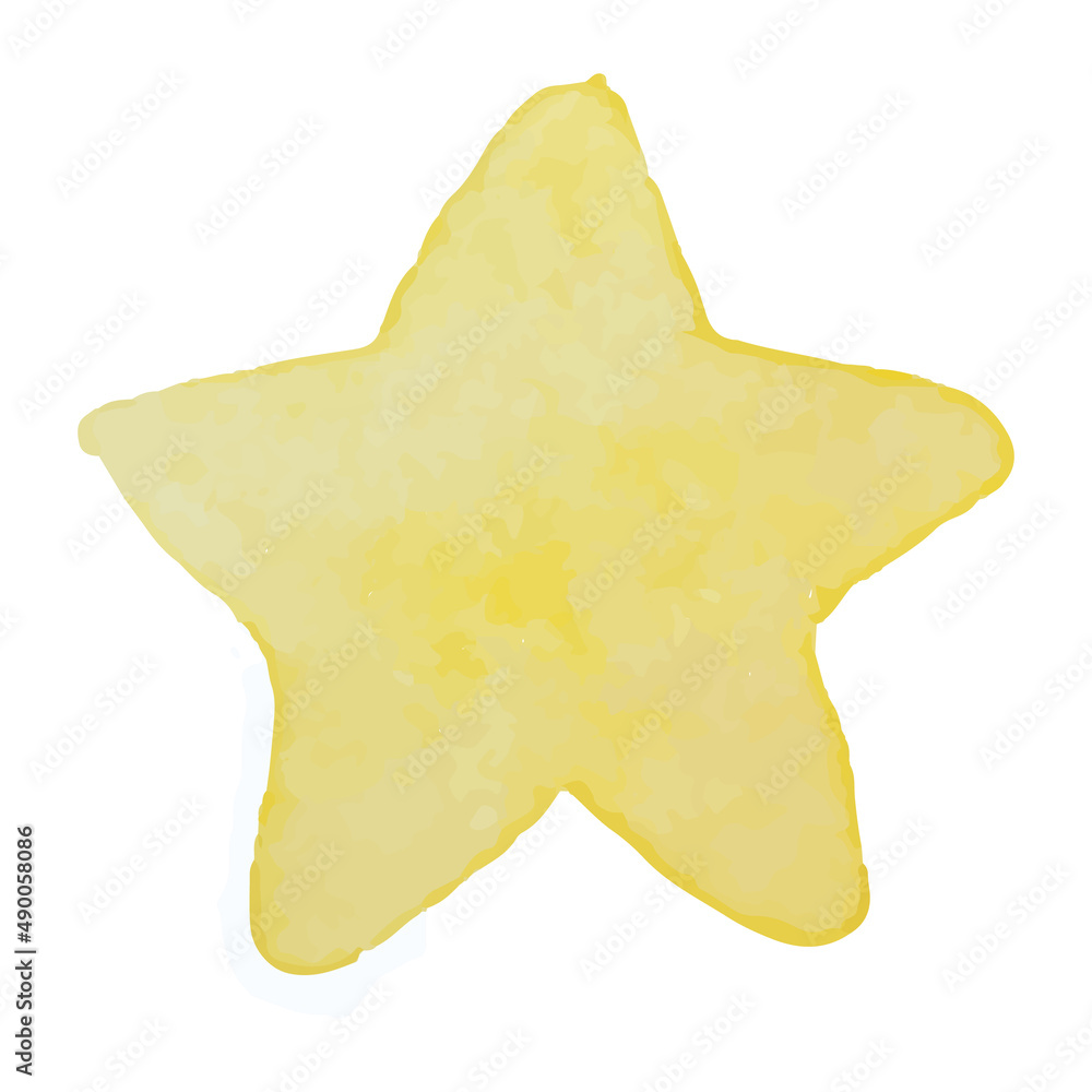 Painted hand drawn yellow star. Vector illustration. Stars objects ...