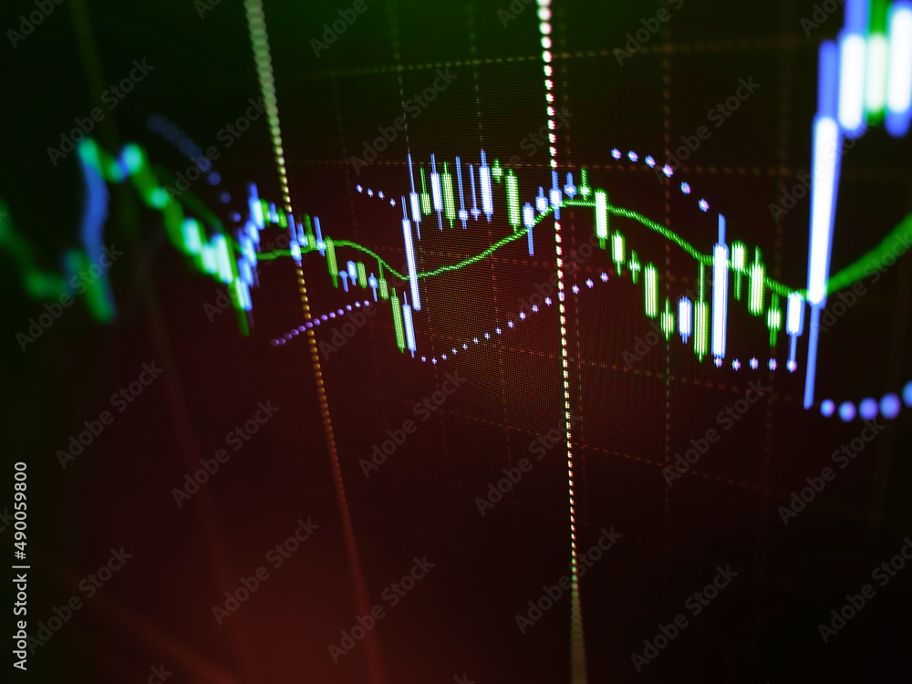 Stock market graphs and charts analysis. Online Banking Technology ...