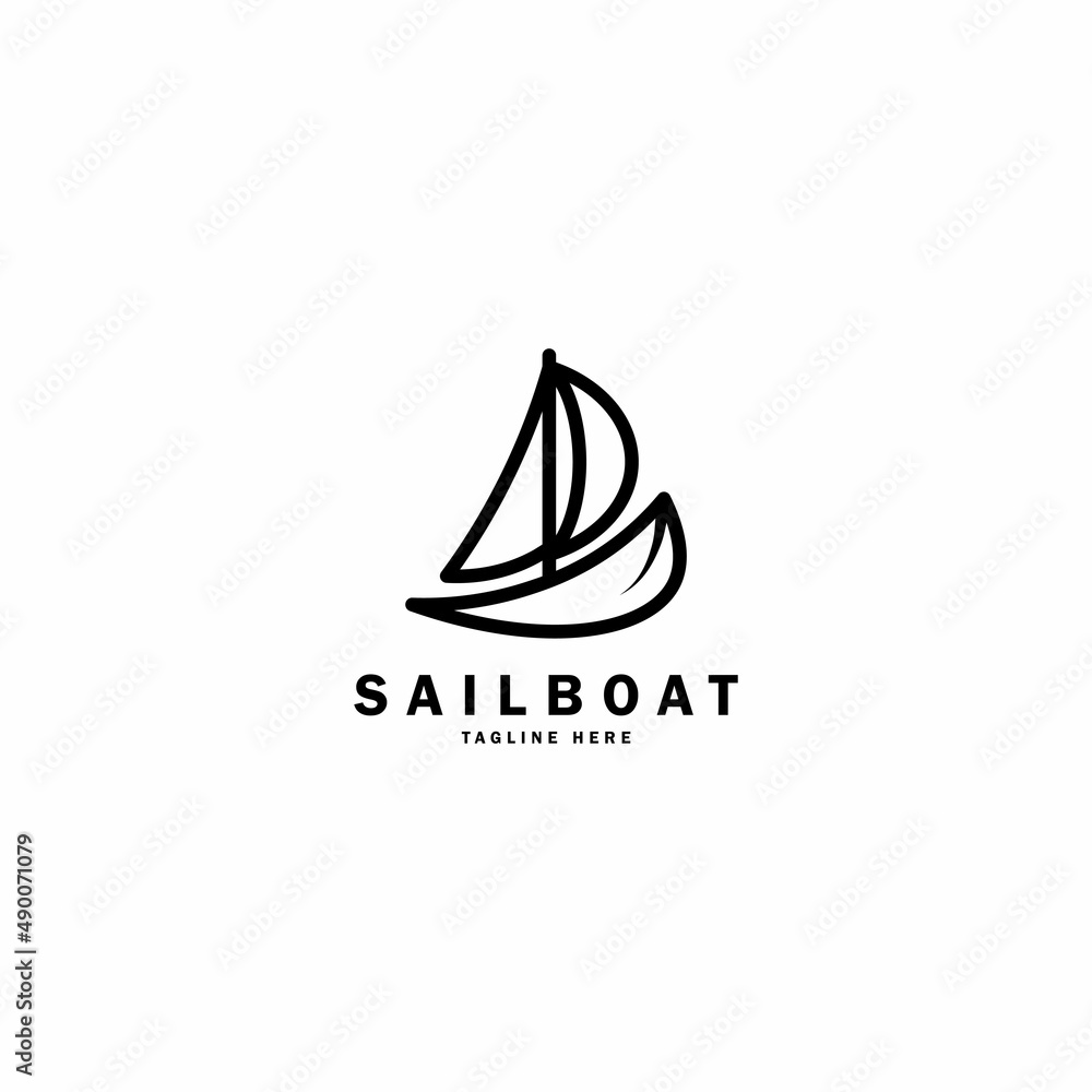 Sailboat logo design template illustration vector Stock Vector | Adobe ...