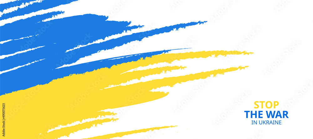 Stop the war in Ukraine inscription, Patriotic Ukraine flag shape ...