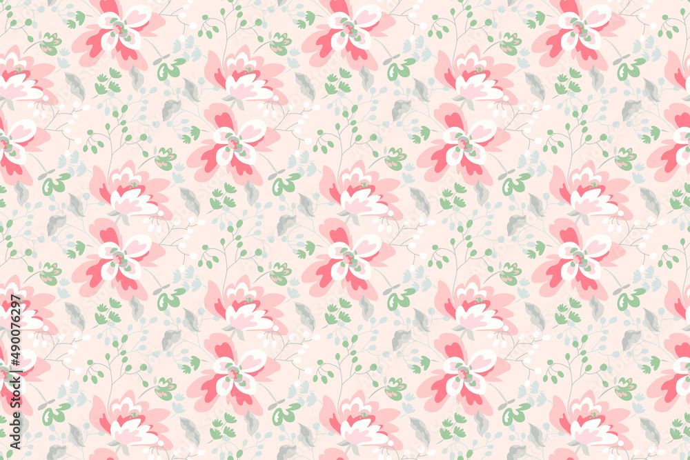 Pattern with pretty small flowers, little floral liberty seamless ...