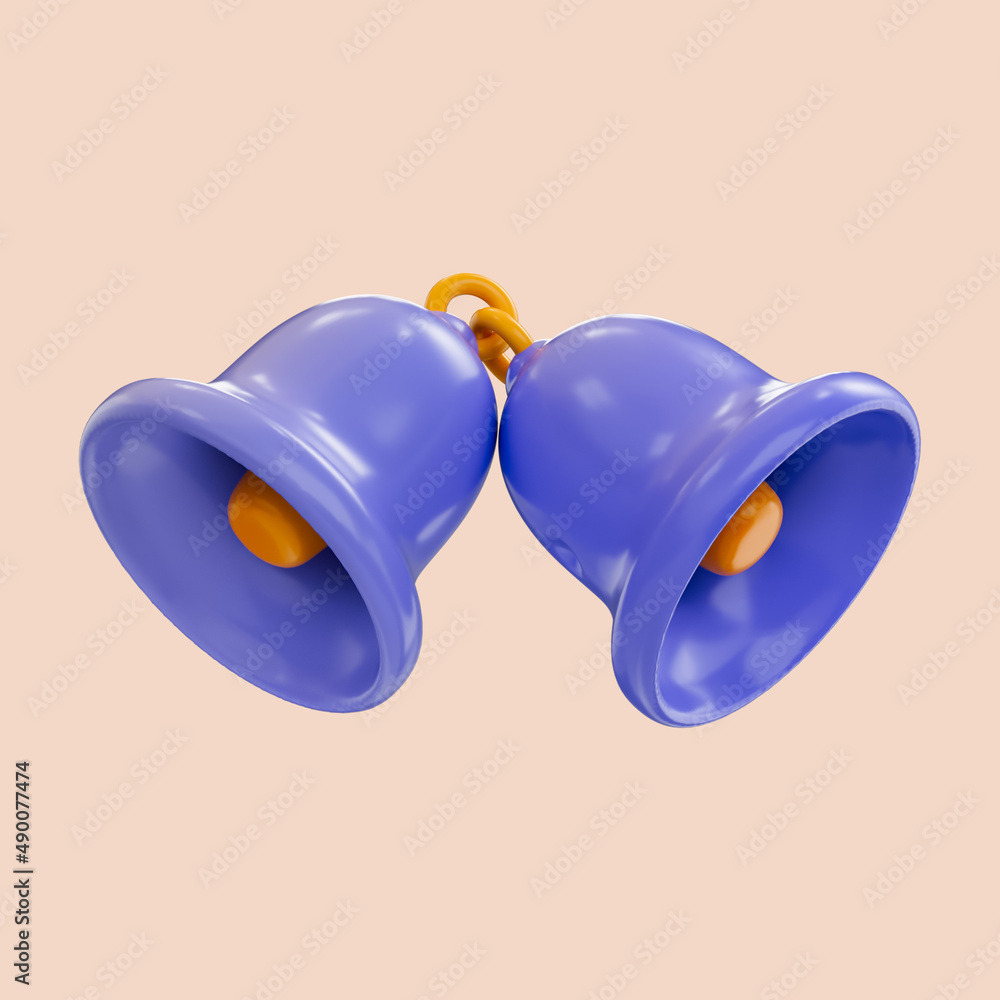 cartoon look bell icon 3d render concept for ringing with new ...