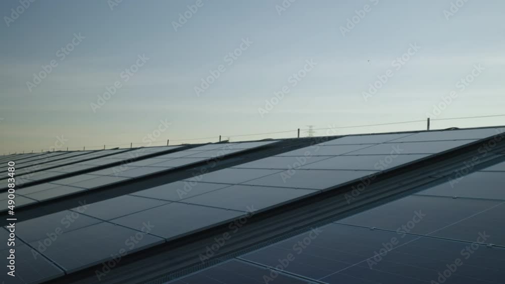Close-up of Solar cell farm power plant eco technology.landscape of ...