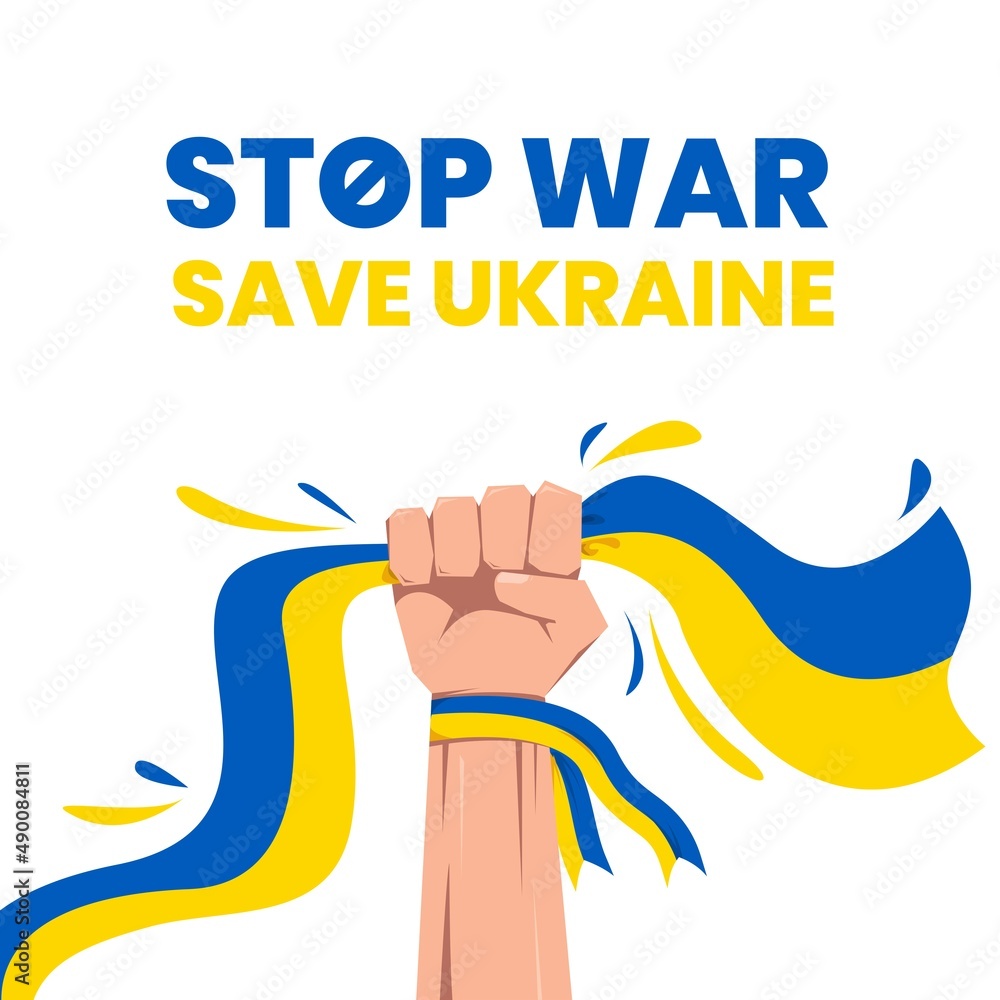 Save Ukraine, Stop War. Background vector illustration of raising hands ...