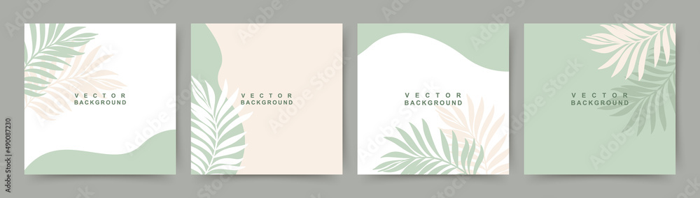 Minimal social media post templates. Abstract green organic shapes ...