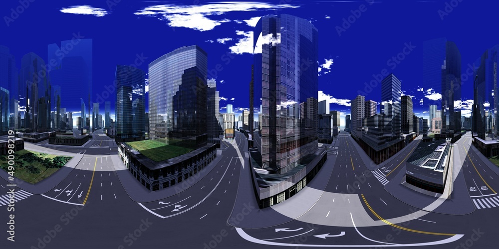 Panorama of the city. HDRI, environment map , Round panorama, spherical ...