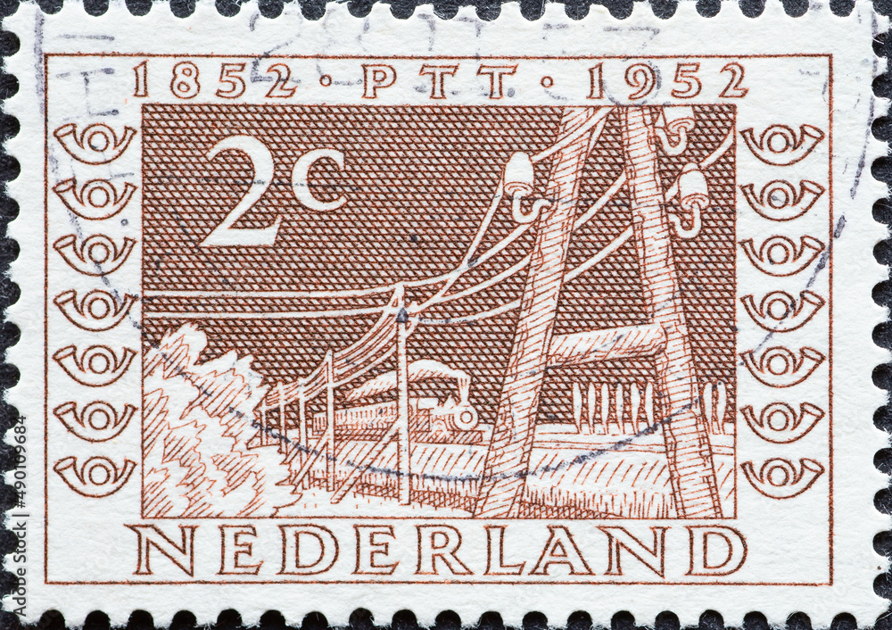 Netherlands - circa 1952: a postage stamp from the Netherlands ...