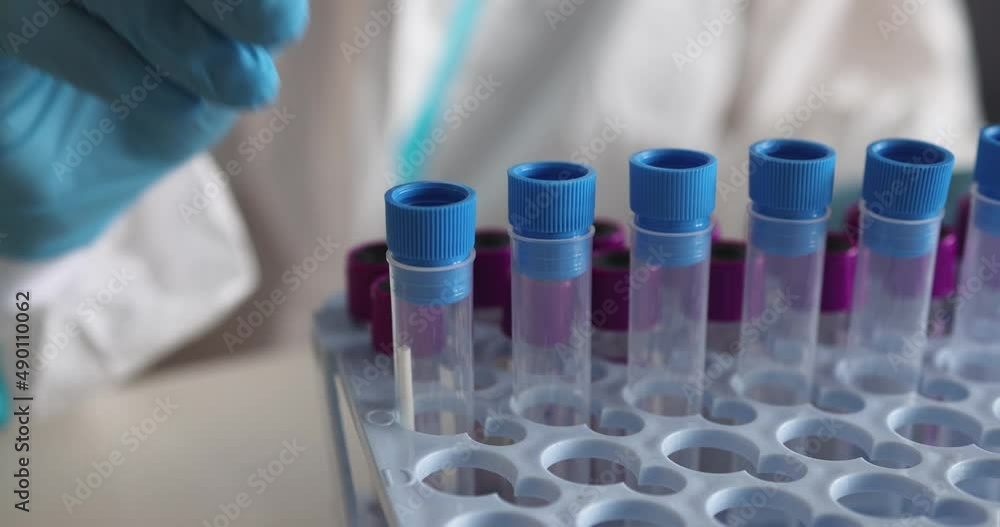 Process of coronavirus PCR antigen testing examination by nurse medic ...