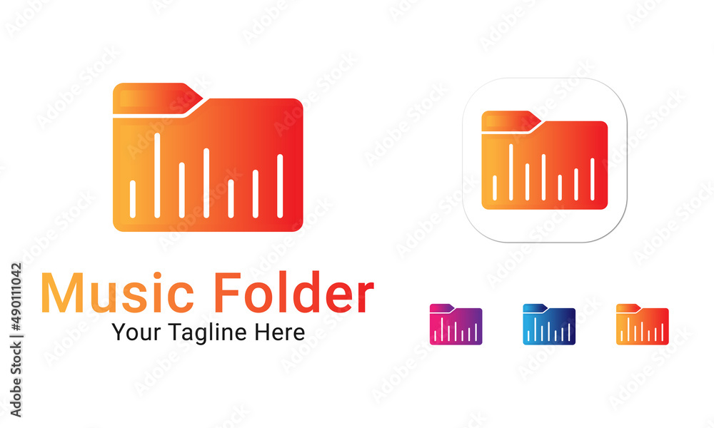 Music files folder logo design template Stock Vector | Adobe Stock
