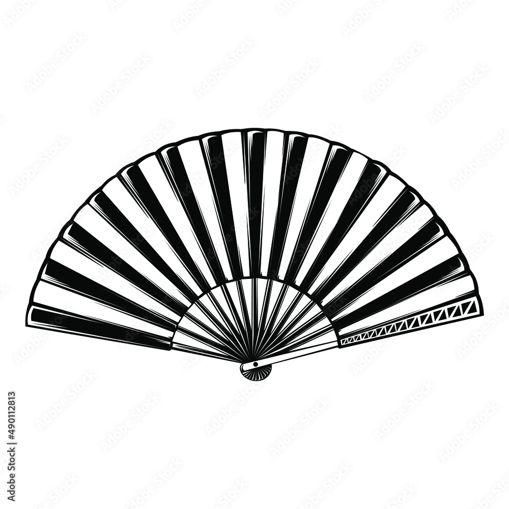 Asian fan. Asian element vector. Eastern culture symbol. Chinese fan ...