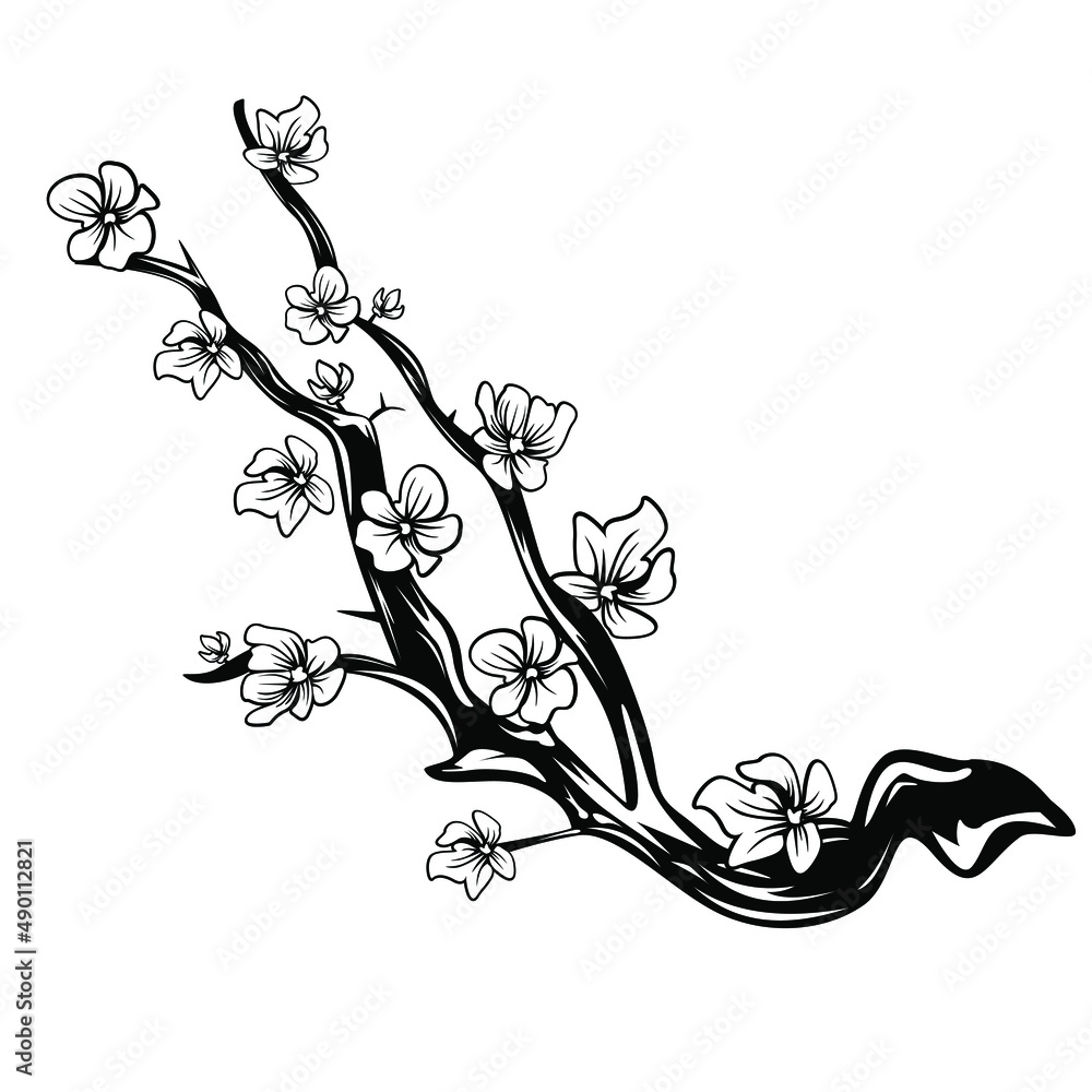 Asian sakura. Asian element vector. Eastern culture symbol. Japanese ...