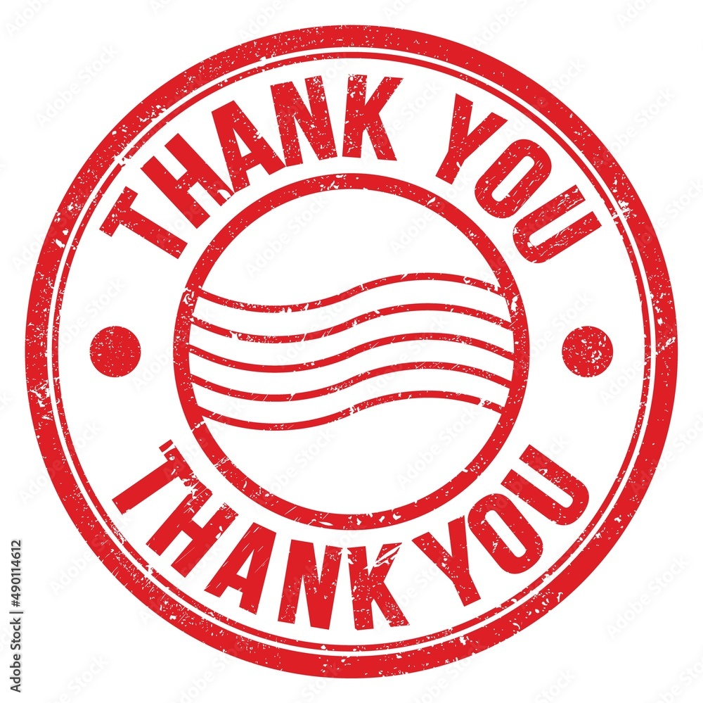 THANK YOU text written on red round postal stamp sign Stock ...