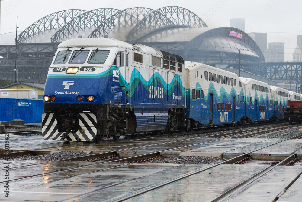 Seattle - February 28, 2022; Sound Trainsit South Line Sounder commuter ...