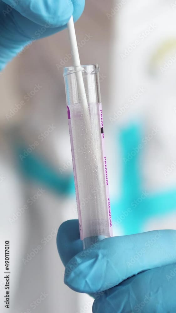 Process of coronavirus PCR antigen testing examination by nurse medic ...