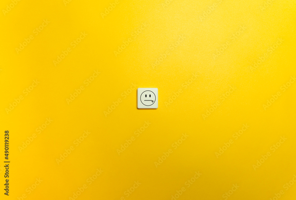 Taboo Emoticon on Letter Tile on Yellow Background. Minimal Aesthetics ...
