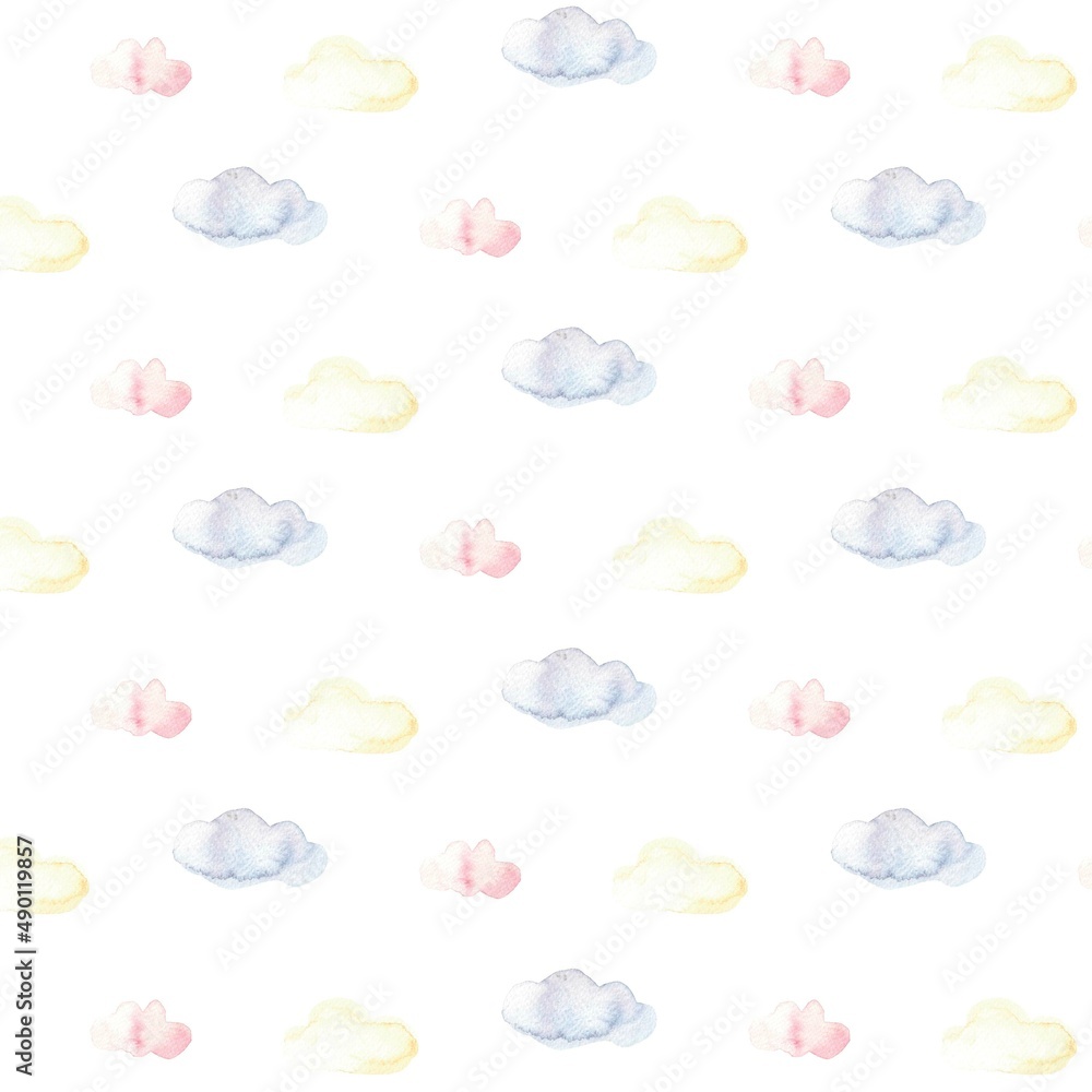 Watercolor seamless pattern with clound for children wallpaper textile ...