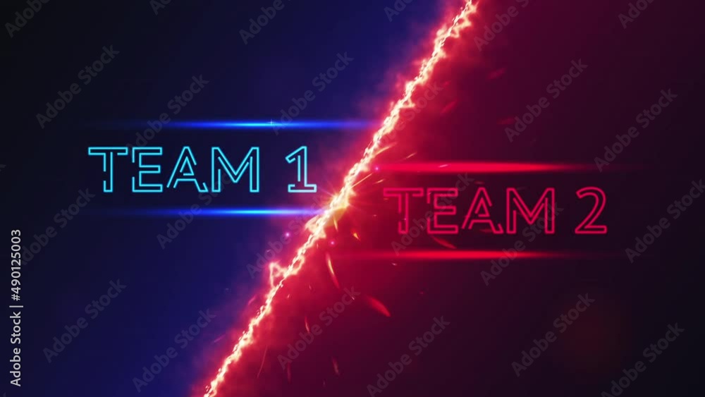 Versus or vs background video concept. Colorful moving clip with split ...