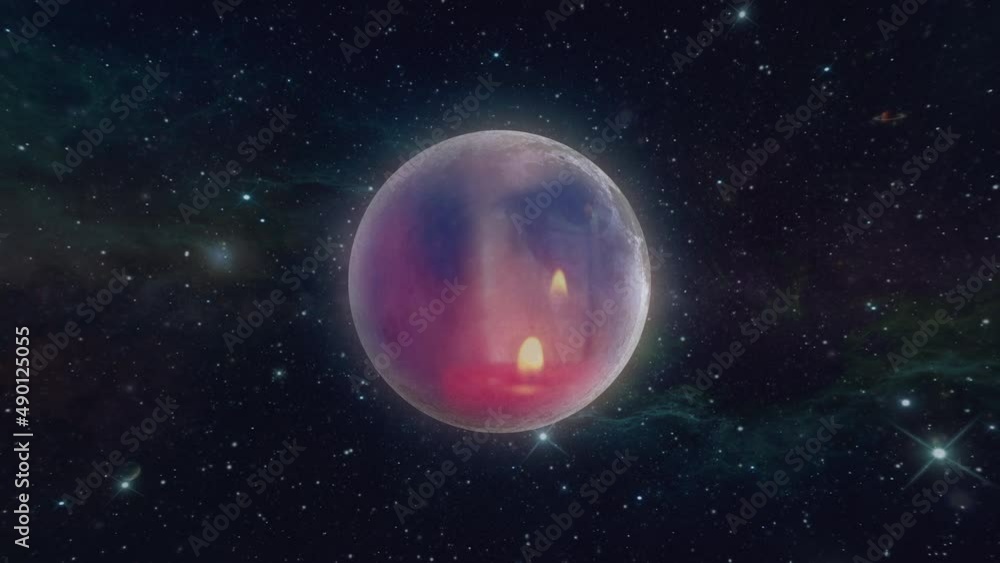 Spooky Moon Face Black Spell In Space Zoom In. Evil sorcerer making a ...