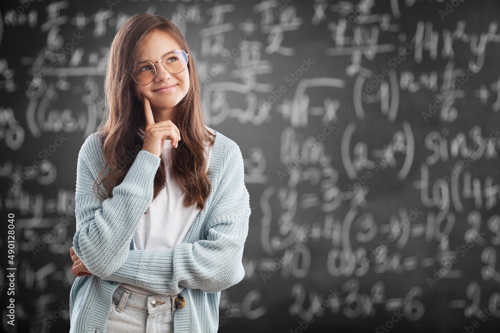 Happy cheerful proud confident smiling cute student standing posing in ...