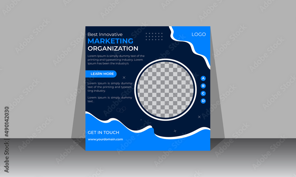 Corporate, Modern social media post design template. Abstract blue wave ...