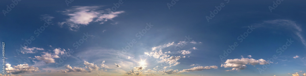 blue sky hdr 360 panorama with white beautiful clouds in seamless ...