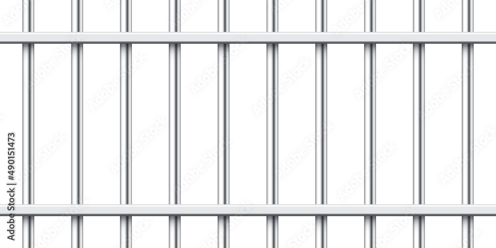 Realistic metal prison bars isolated on white background. Detailed jail ...