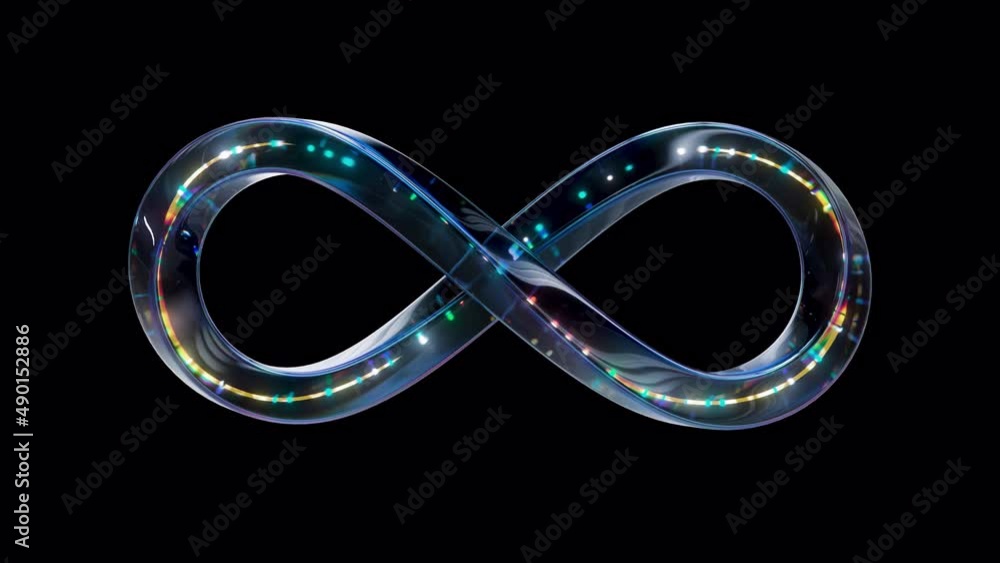 Glass Infinity symbol with neon in loop animation with alpha channel ...