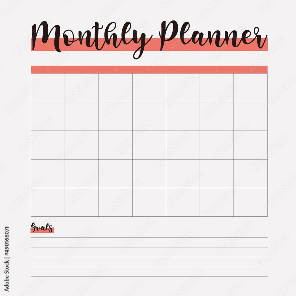 Boho simple minimal monthly calendar planner template Stock ...