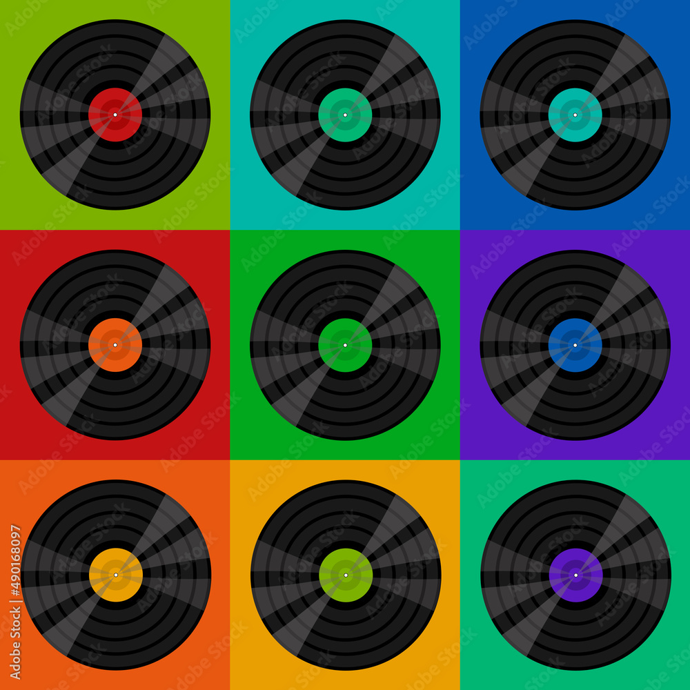 Colorful illustration of the vinyl disc from the 90s. The 90s nostalgia ...