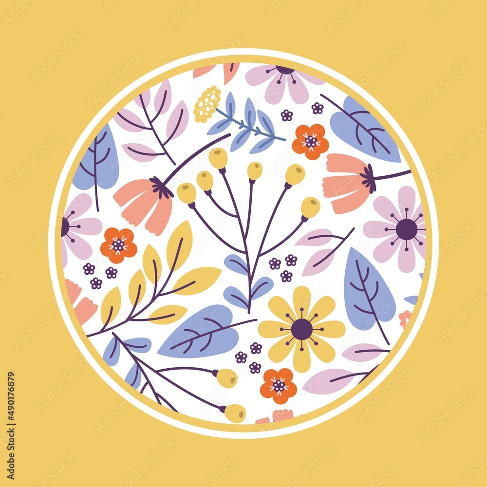 logo with flowers. Botanical rustic cute illustration. Floral logo ...