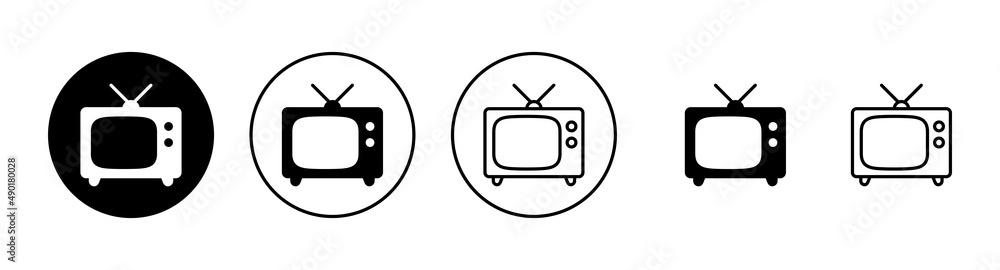 Tv icons set. television sign and symbol Stock Vector | Adobe Stock
