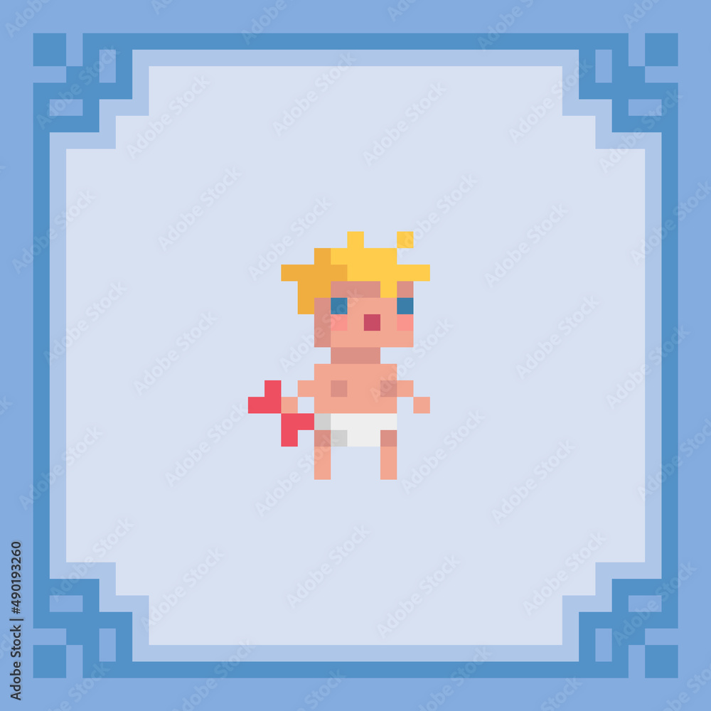 Cute baby in diaper. Pixel art character. Vector illustration Stock ...