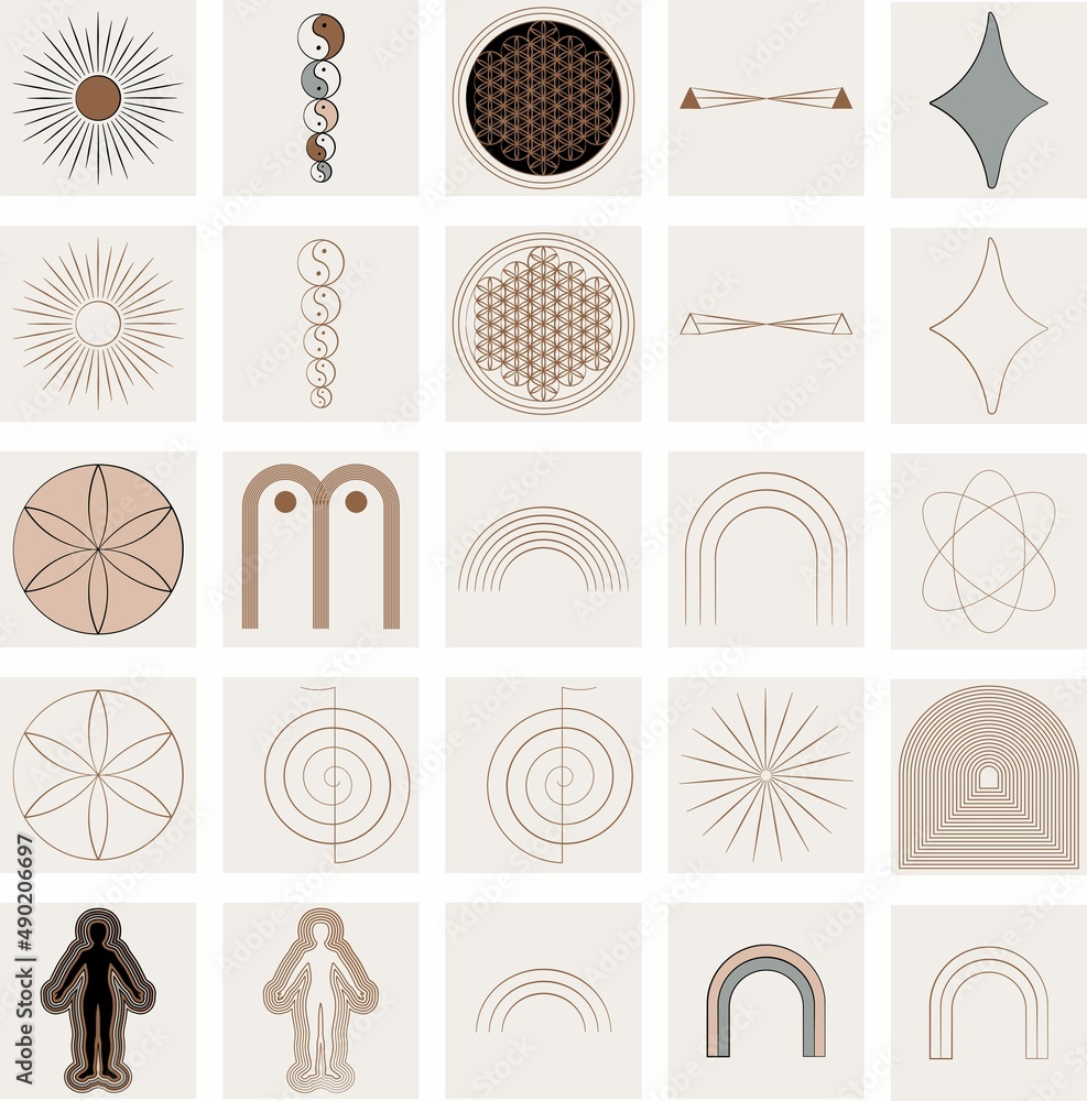 Mystical Icons and Symbols Collection featuring Human Energy Field Aura ...