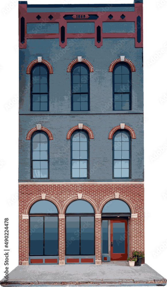 Vector graphic depicting an architectural elevation of a building ...