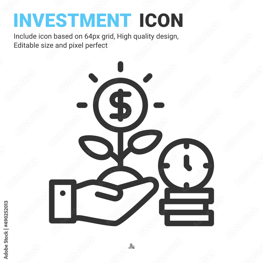 Investment icon vector with outline style isolated on white background ...