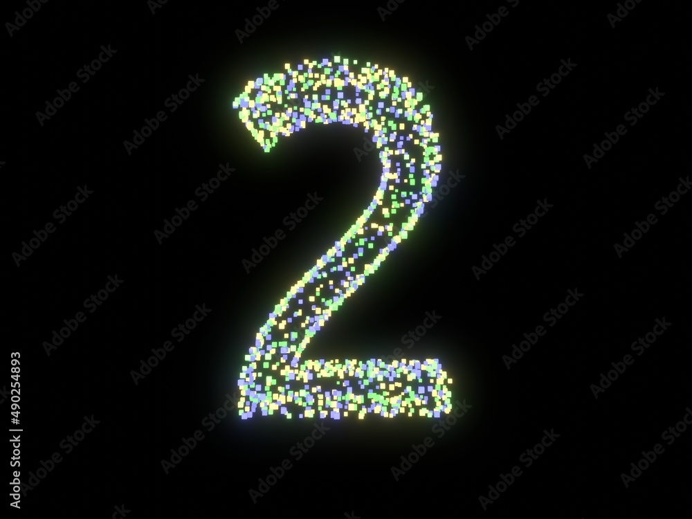 Glowing Cube Themed Font Number 2 Stock Illustration | Adobe Stock