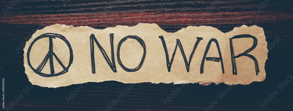pieces of paper with words NO WAR message for help people concept NO ...