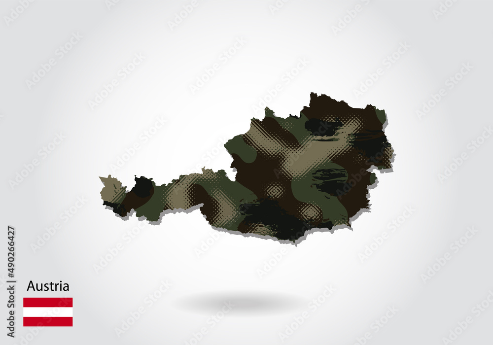 austria map with camouflage pattern, Forest / green texture in map ...