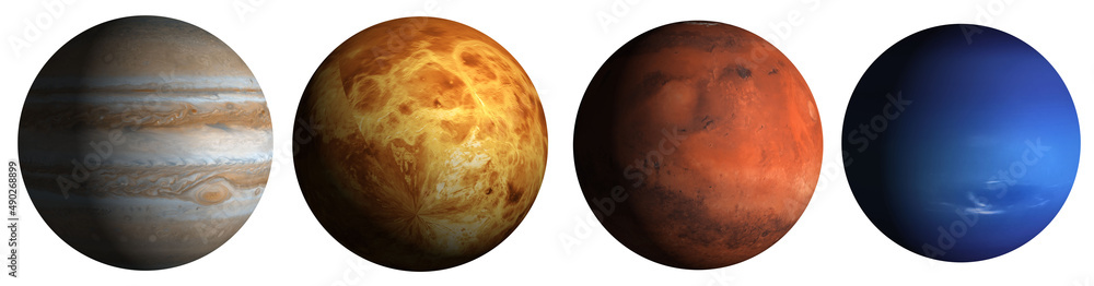 Planets Set isolated on White Background. pitter, Mars, Venus and ...