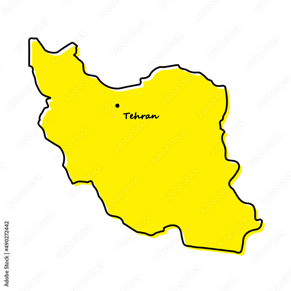 Fototapeta mapa świata dla dzieci Simple outline map of Iran with ...