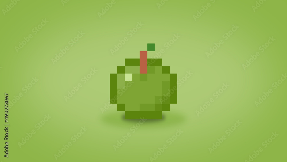 Pixel 8 bit green apple background - high res 4k wallpaper Stock ...