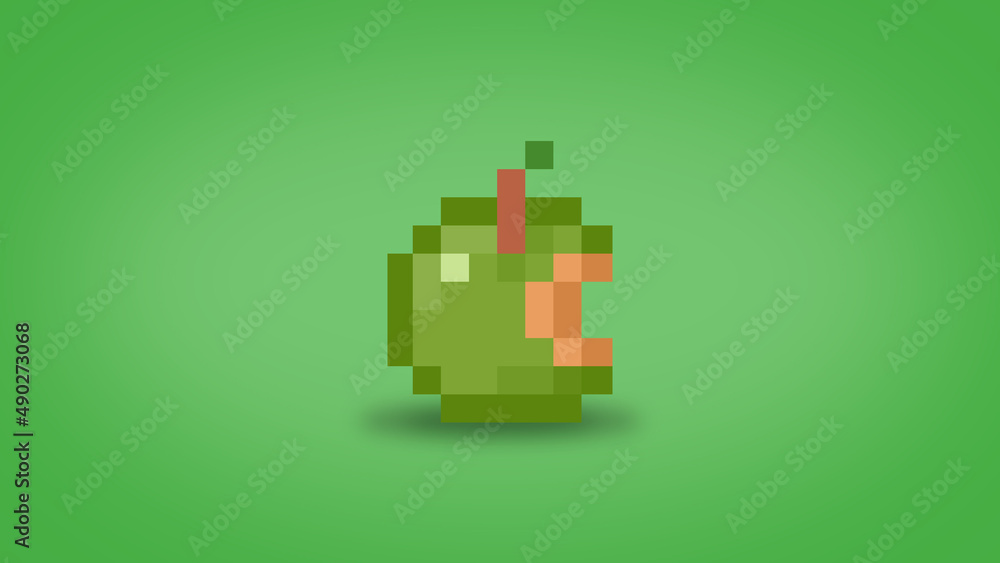 Pixel 8 bit green apple with a bite taken out background - high res 4k ...