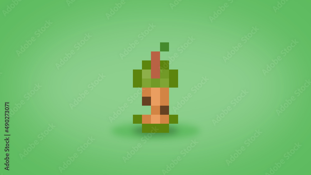 Pixel 8 bit green apple core background - high res 4k wallpaper Stock ...
