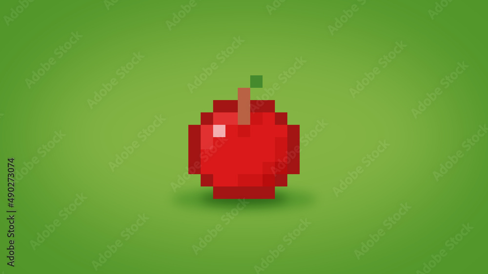 Pixel 8 bit red apple background - high res 4k wallpaper Stock ...